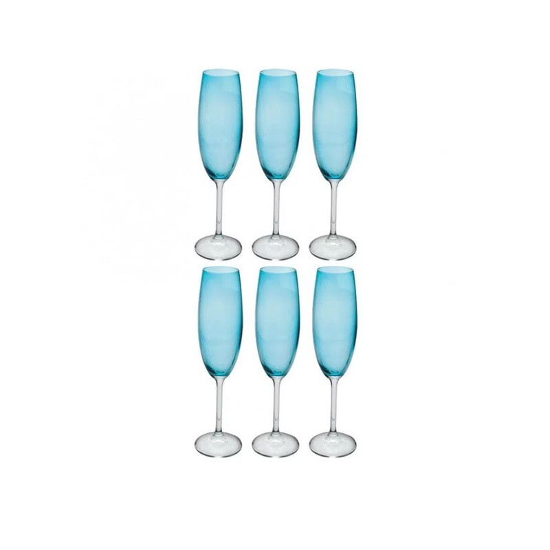 Jogo de 6 Tçs Bohemia P/Champanhe Gastro Cristal Azul 220ml