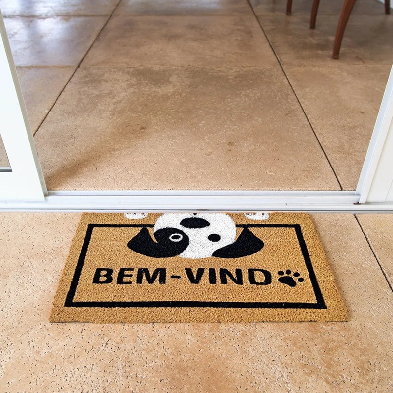 Capacho Uzoo Fibra de Coco Rt 60x33cm Cachorrinho Bem-vindo