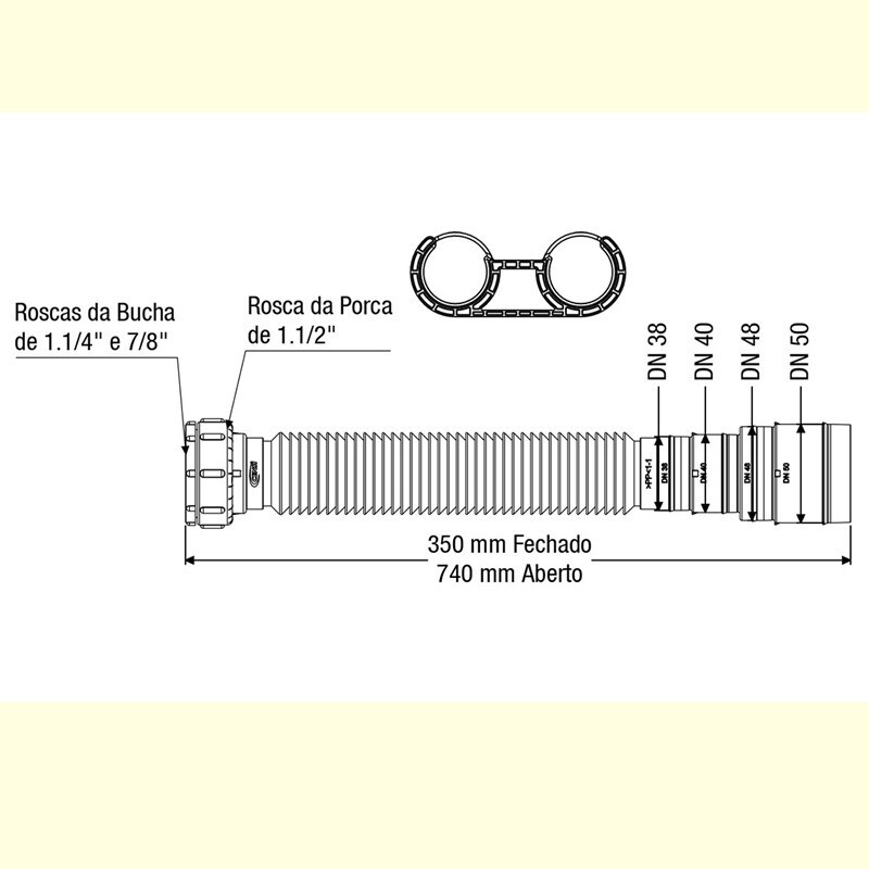 Tubo Extensível Censi Com Suporte Branco 7150-04100